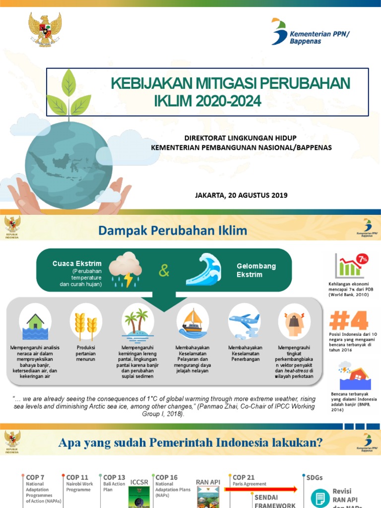 Bappenas - Kebijakan Mitigasi Dan Pendanaan Perubahan Iklim | PDF