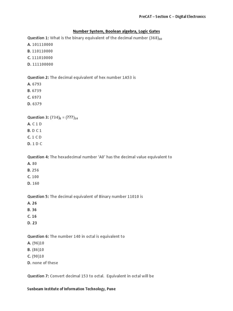Section C - Digital MCQ1 | Download Free PDF | Logic Gate | Theory Of Computation