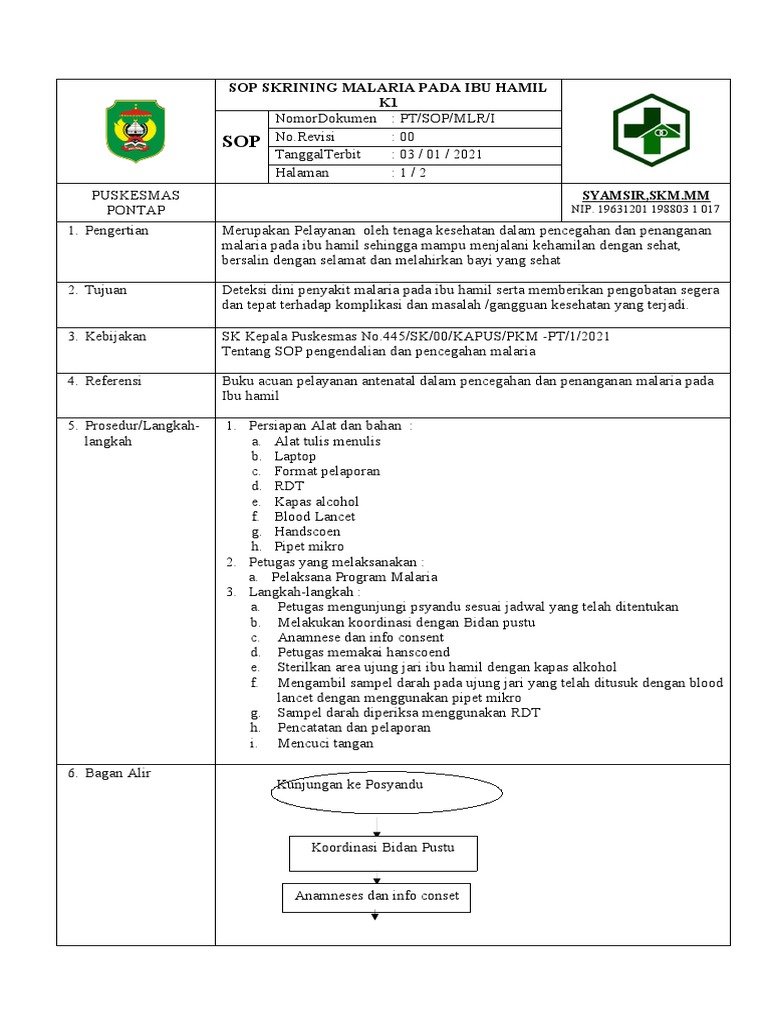 Sop Skreening k1 | PDF
