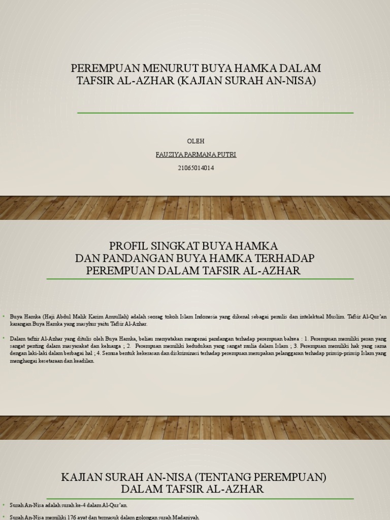 Perempuan Menurut Buya Hamka Dalam Tafsir Al-Azhar | PDF