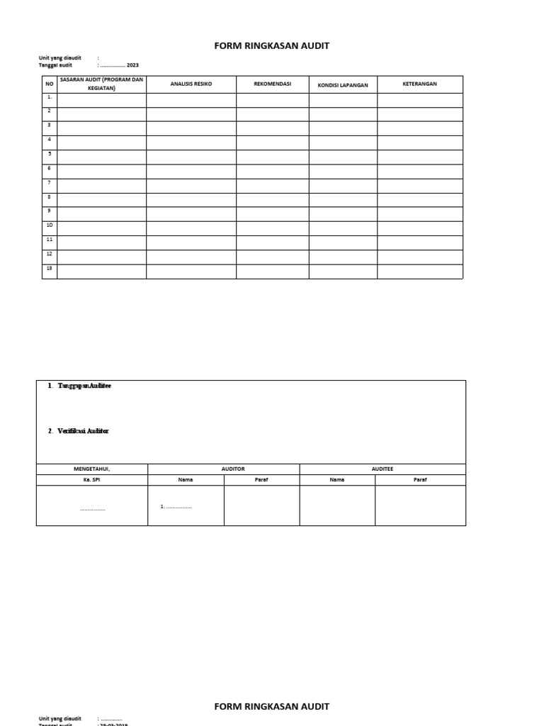 Format Kertas Kerja Spi Rumah Sakit | PDF