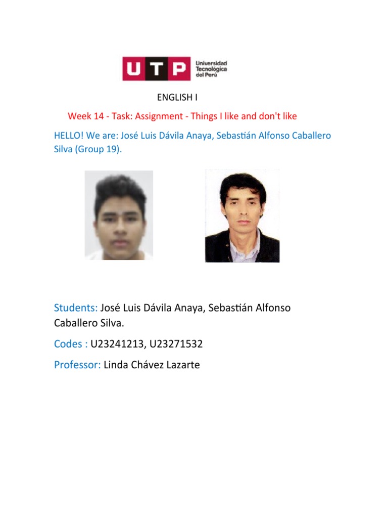 Jose Luis Davila - Sebastian Caballero - Week14...... | PDF