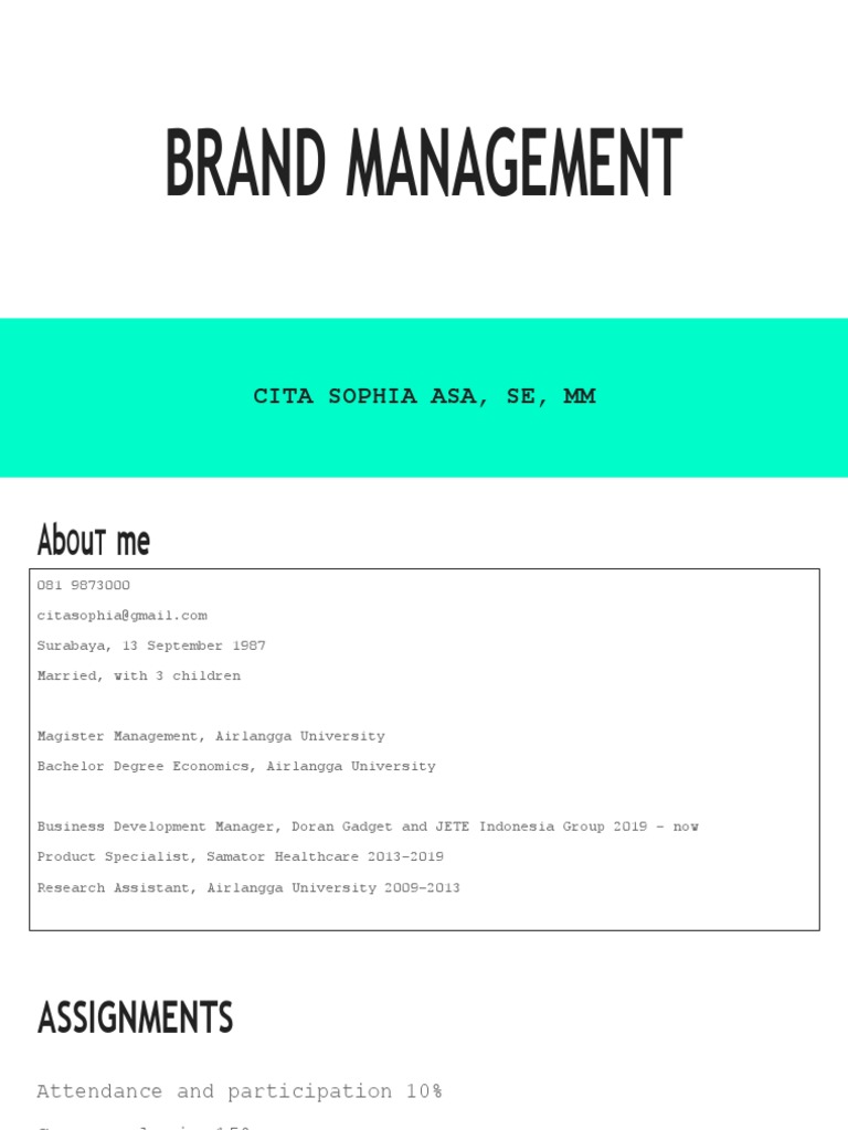 BRAND MANAGEMENT - Week 1 | PDF