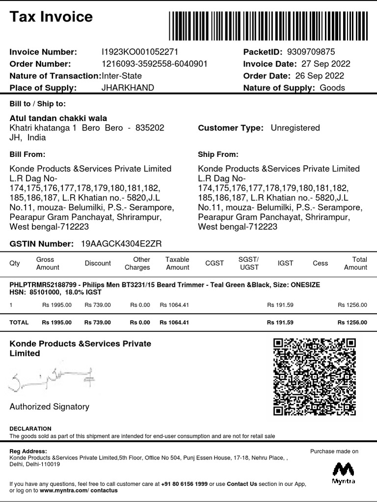 Trimmer Invoice | Download Free PDF | Trade | Public Finance