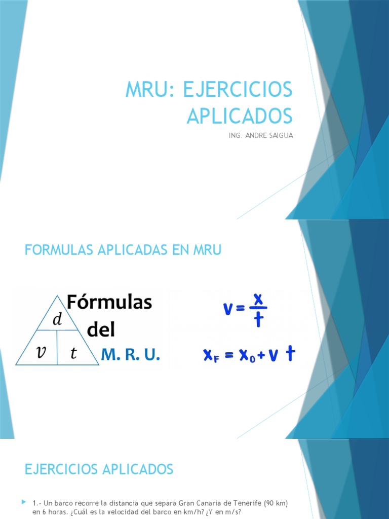 Ejercicios de MRU y Fórmulas Aplicadas | PDF