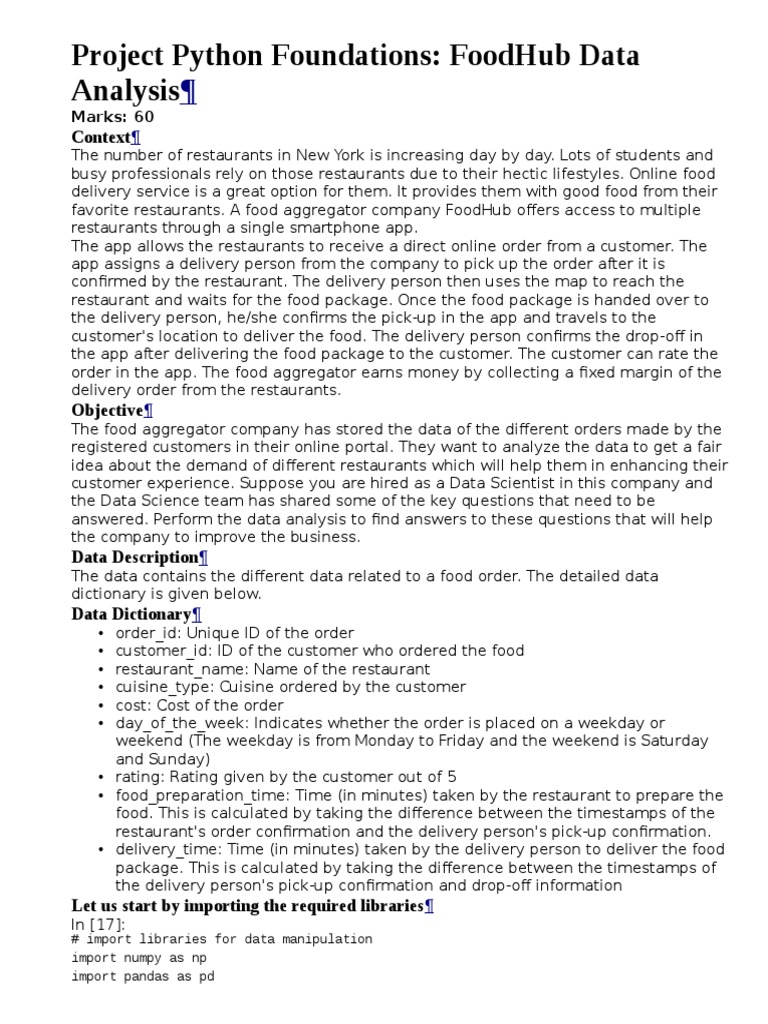 Foodhub Project Full Code .HTML | PDF | Integer (Computer Science ...