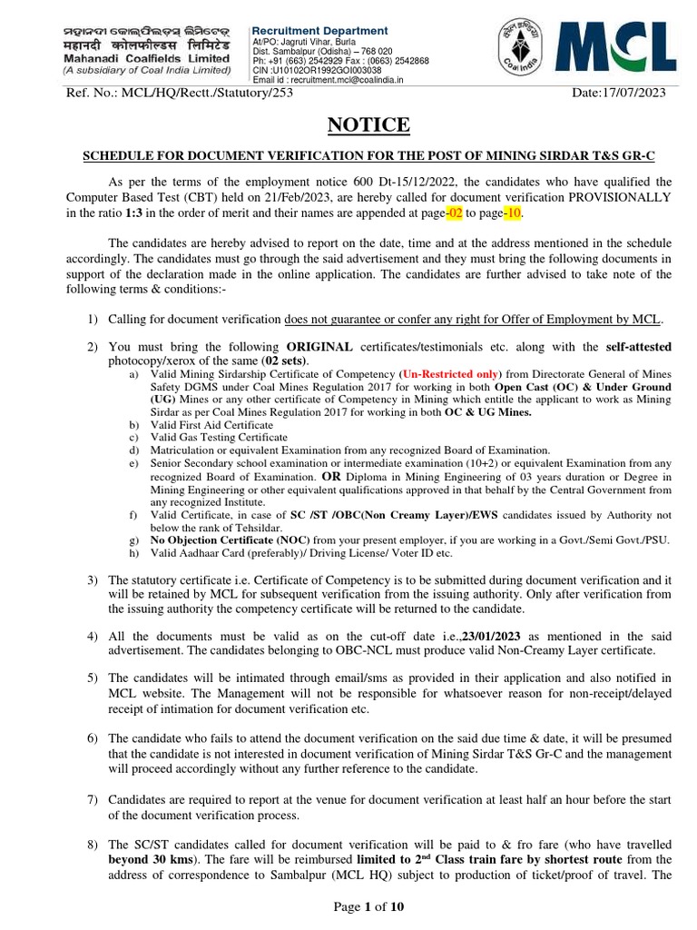 Notice - Document Verification MS | PDF