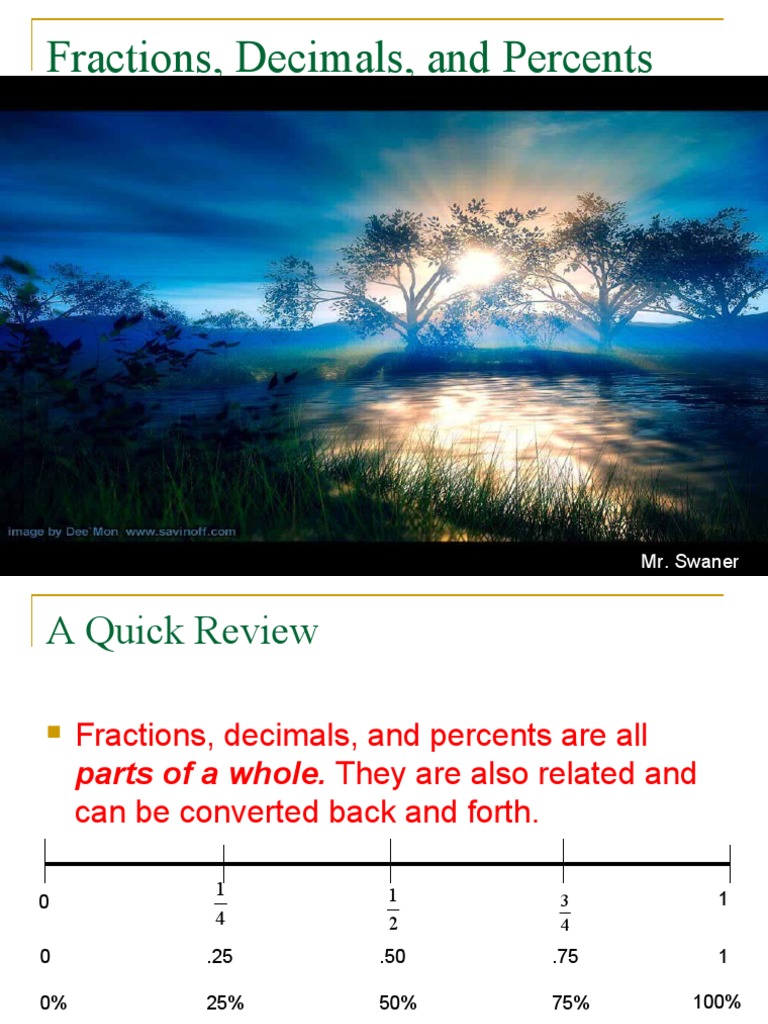 Fractions Decimals and Percents | PDF | Decimal | Elementary Mathematics