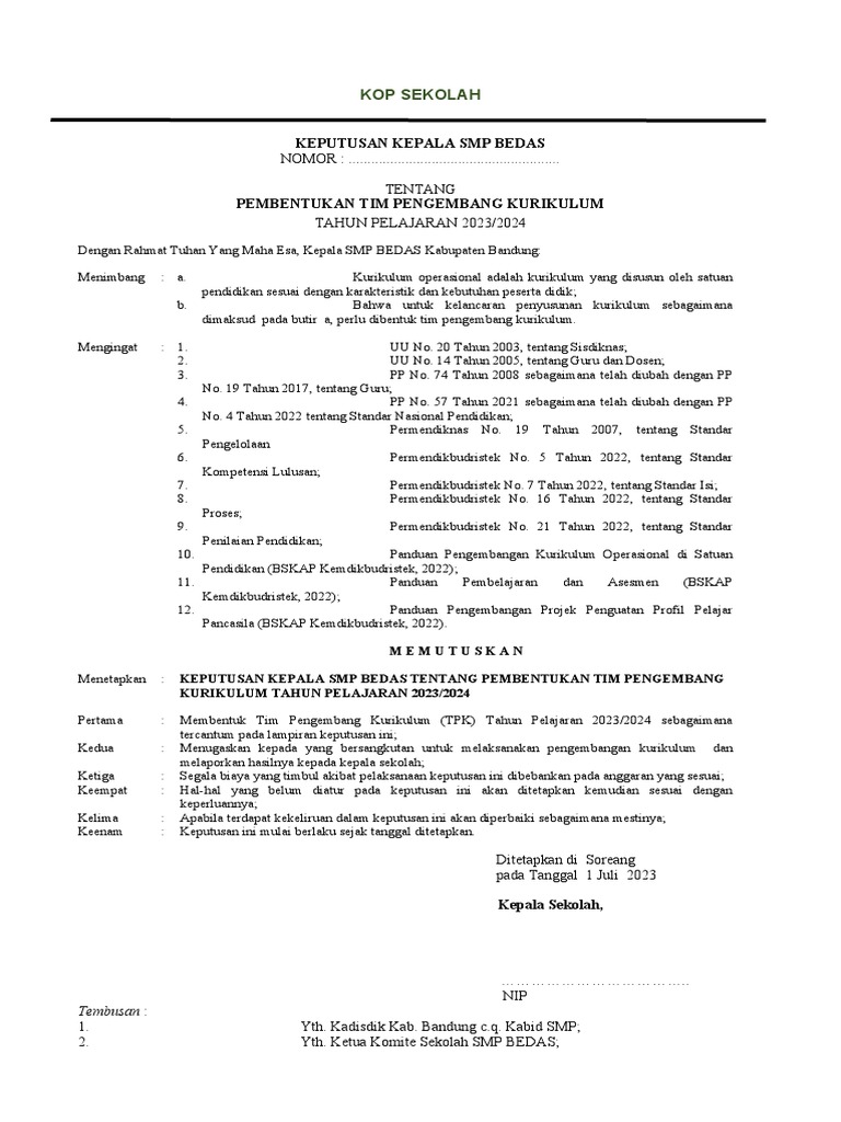 Pembentukan Tpk Smp Bedas 2023 2024 Pdf