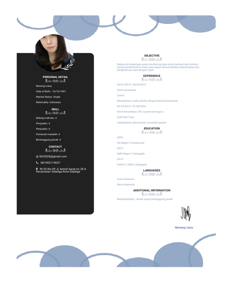 CV Lamaran Kerja (Lili | PDF