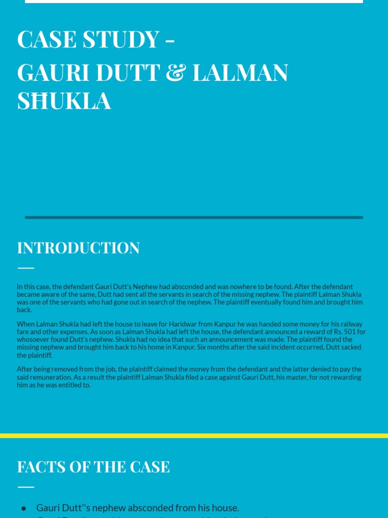 Case Study - Gauri Dutt & Lalman Shukla | PDF