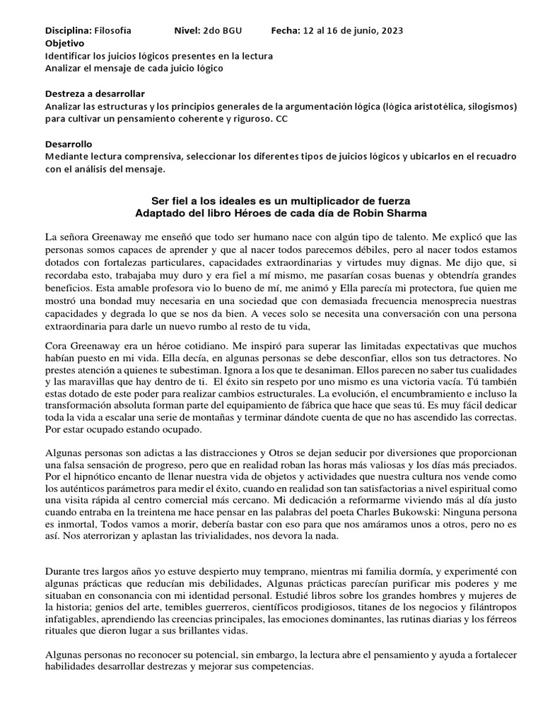 2do BGU Juicio Lógico | PDF