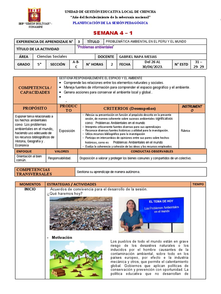 SESION Problema Ambientl en El Perú y El Mundo Fines de Junio23 | PDF ...