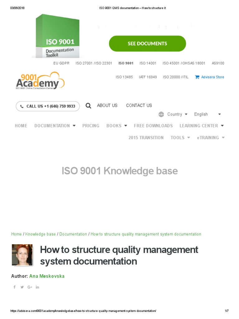 ISO 9001 QMS Documentation - How To Structure It | Download Free PDF | Quality Management System ...
