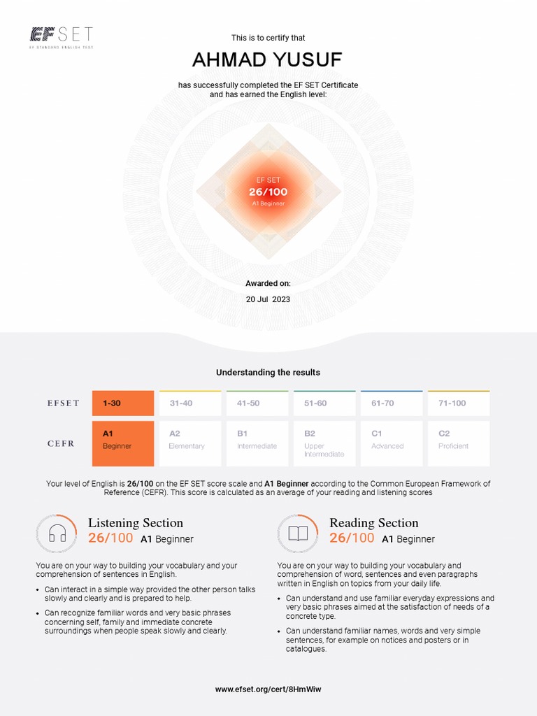 EF SET Certificate | PDF