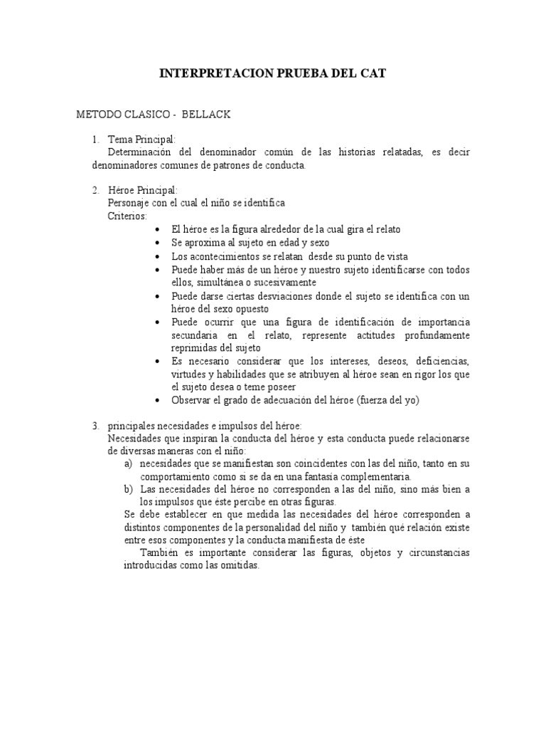 Interpretacion Prueba Del Cat | PDF | Comportamiento | Héroe