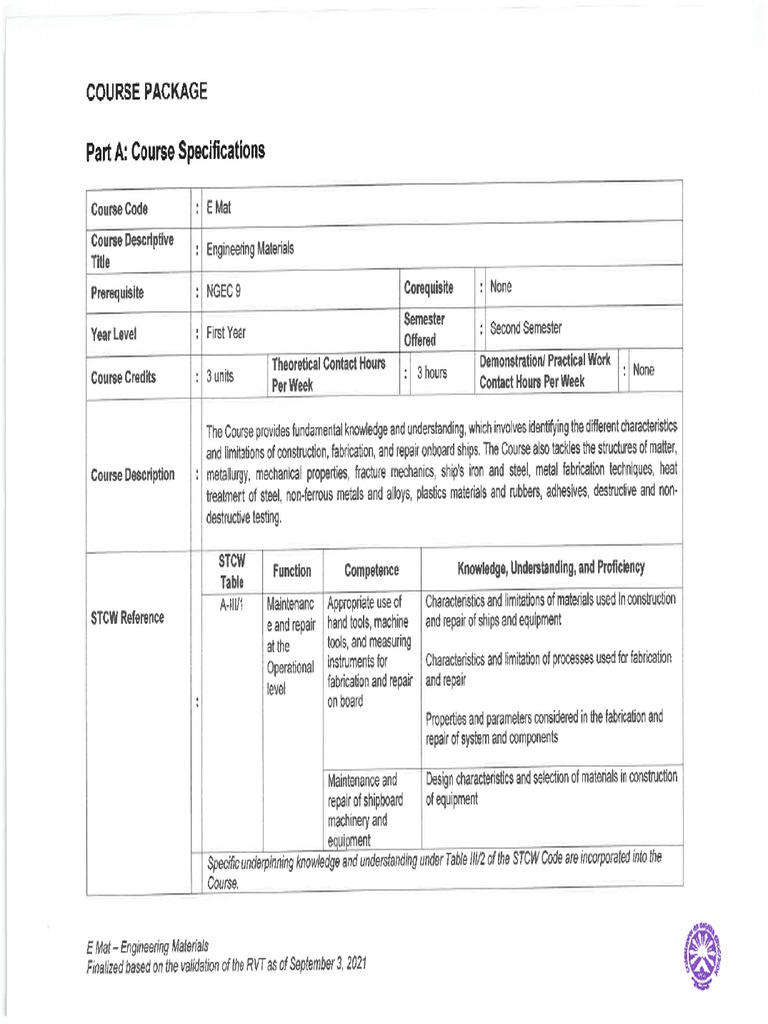 BSMarE - EMAT (COURSE PACKAGE) | PDF