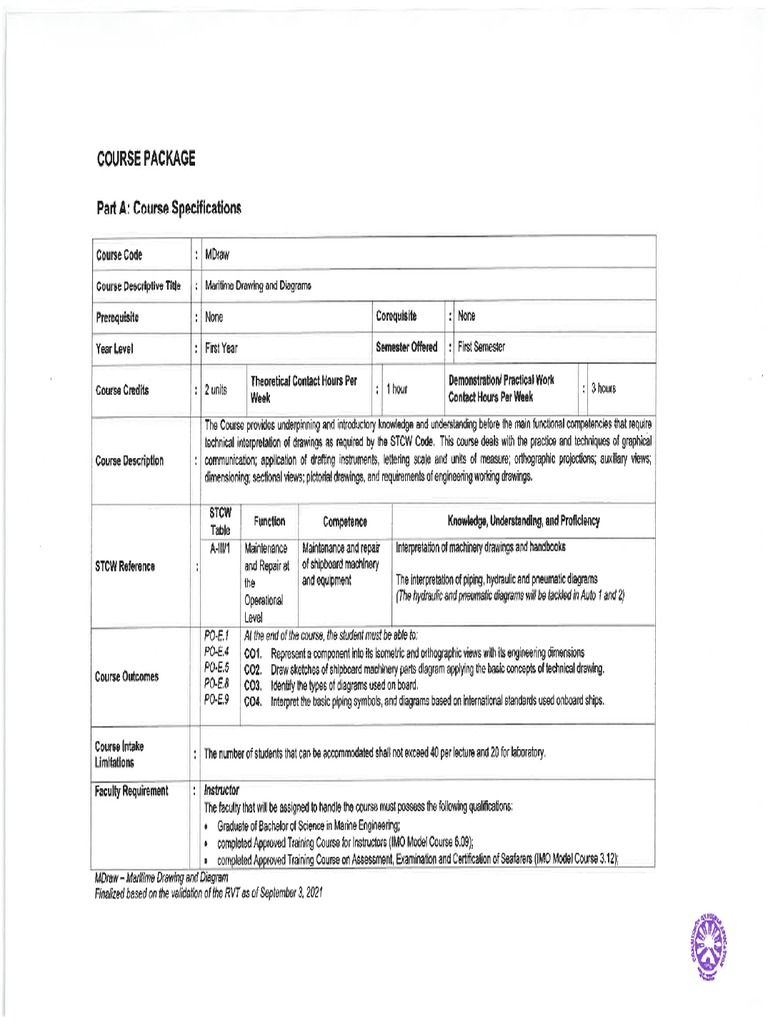 BSMarE - MDRAW (COURSE PACKAGE) | PDF