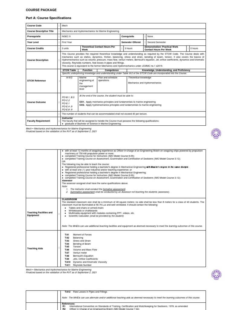 BSMarE - MECH (COURSE PACKAGE) | PDF | Bending | Stress (Mechanics)
