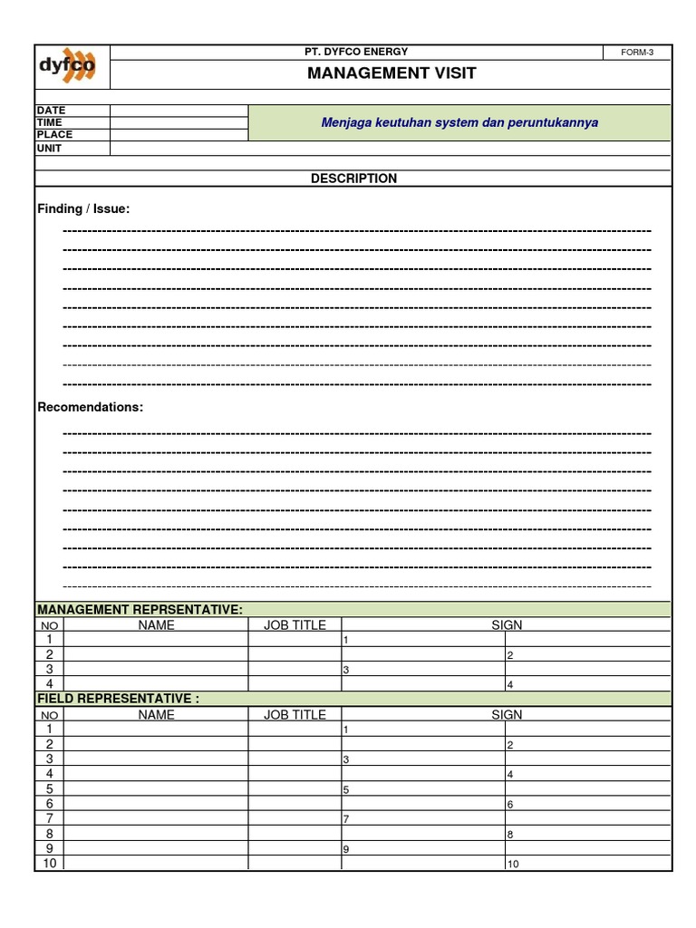 Management Visit Form | PDF