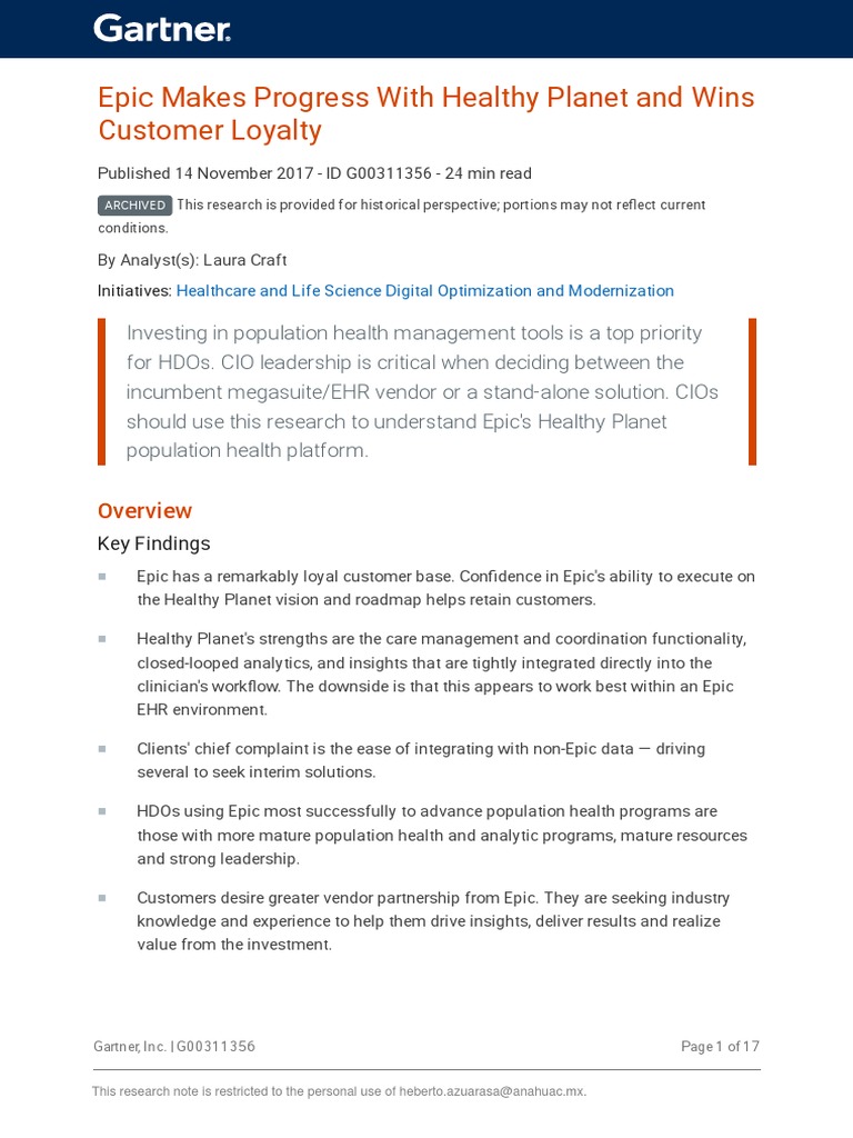 Epic Makes Progress 311356 NDX | PDF | Electronic Health Record | Analytics