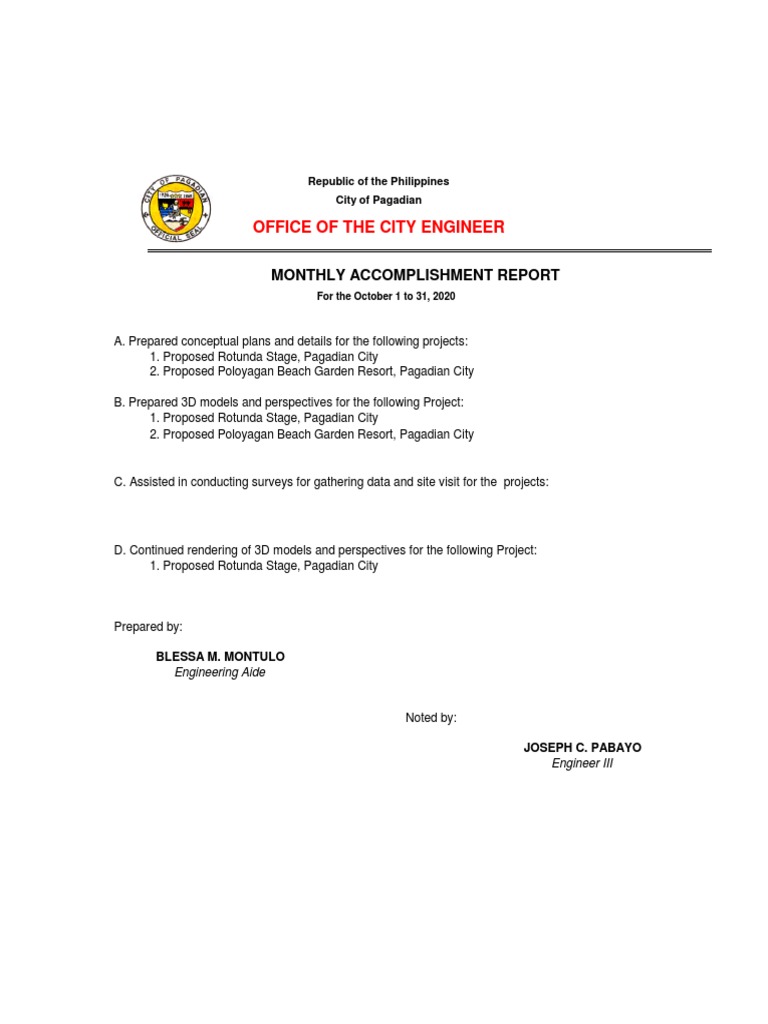 Accomplishment Report 2020 | PDF