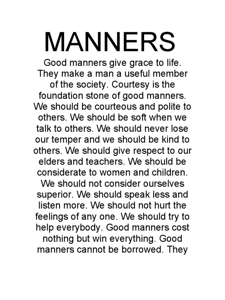 The Importance of Good Manners | PDF | Career & Growth