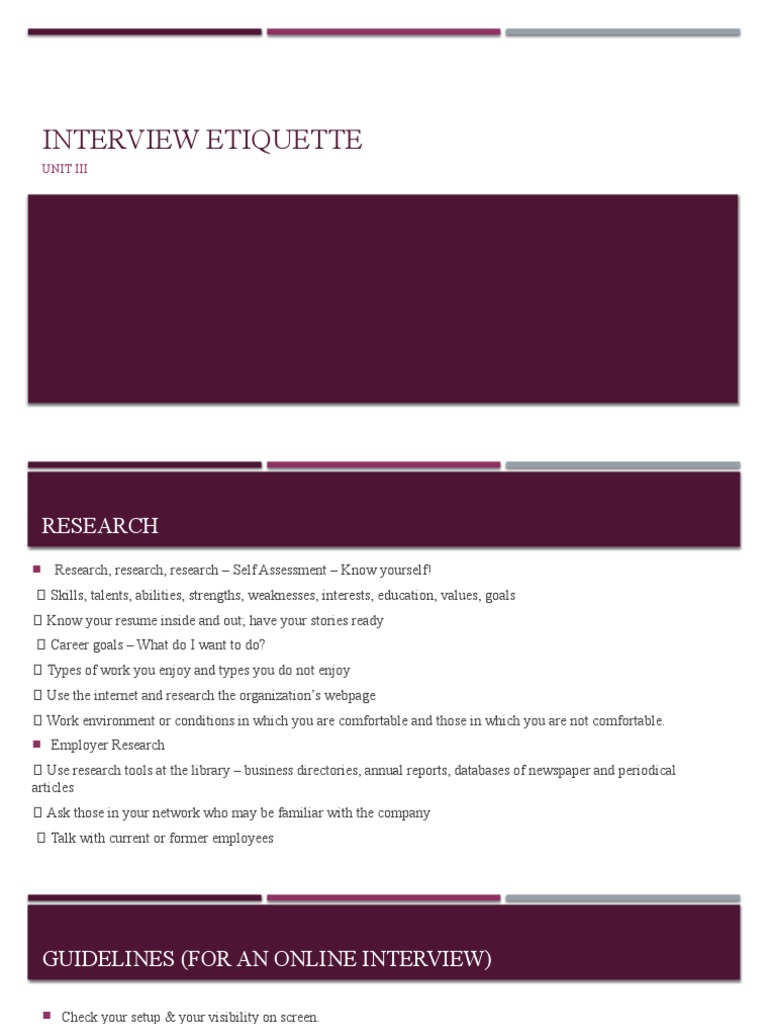 Job Interview Etiquette Guide | PDF | Body Language | Communication