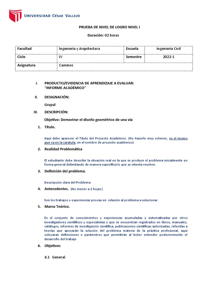 ATH - PRUEBA DE NIVEL DE LOGRO Nivel 1 | PDF | Evaluación | Diseño
