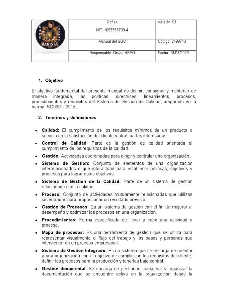 Modelo Manual de Gestiã - N de Calidad - Cap 4 - Id 2499713 | PDF | Sistema de manejo de calidad ...