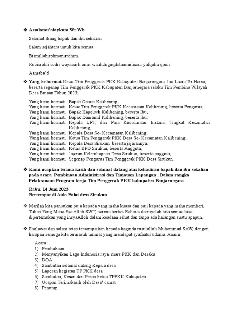 MC Lomba Hatinya PKK | PDF