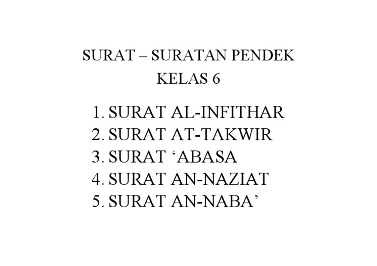 Hafalan Surat Pendek Kelas 6 | PDF