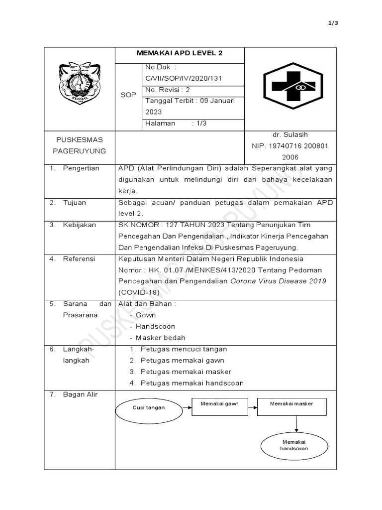 Sop Memakai Apd Level 2 | PDF | Bisnis
