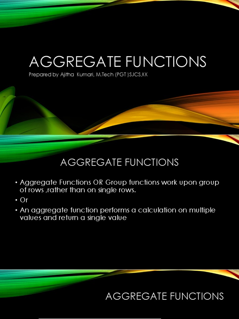 Aggregate Functions | PDF | Data Management Software | Information Technology Management