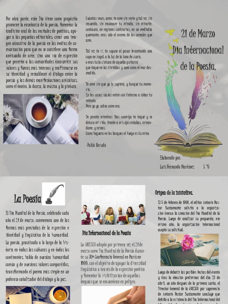 Panfleto Del Dia de La Poesia | PDF | Arte | Clásicos