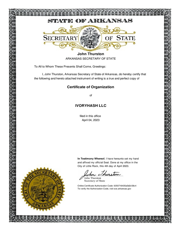 Us LLC Certificate | PDF