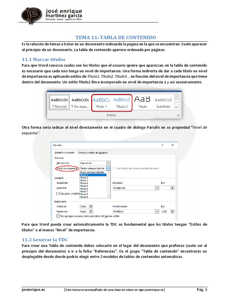 Tema11 Tabla de Contenidos | PDF | Informática | Software