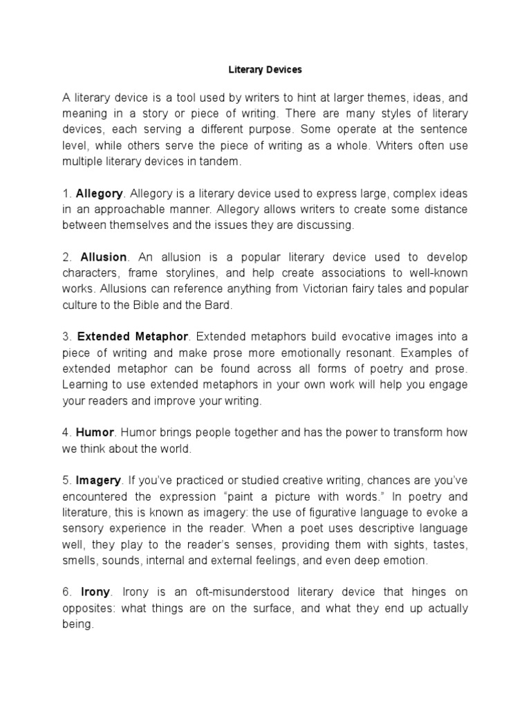Literary Devices | PDF | Metaphor | Poetry