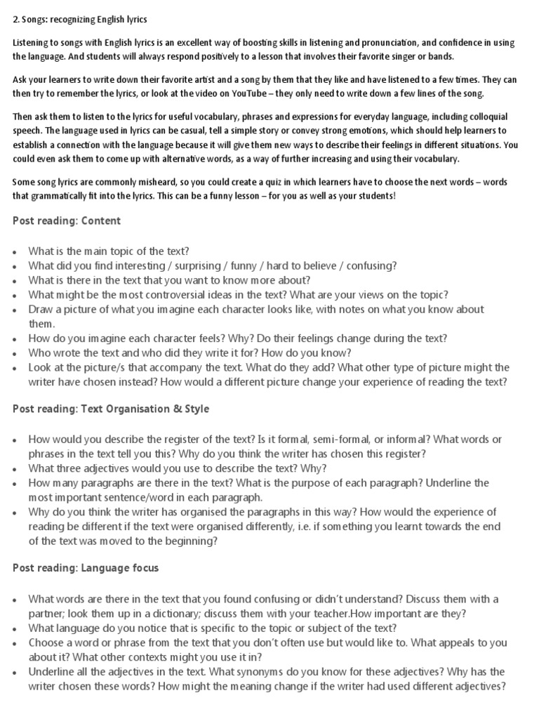 Authentic Texts | PDF | Reading Comprehension | English As A Second Or ...