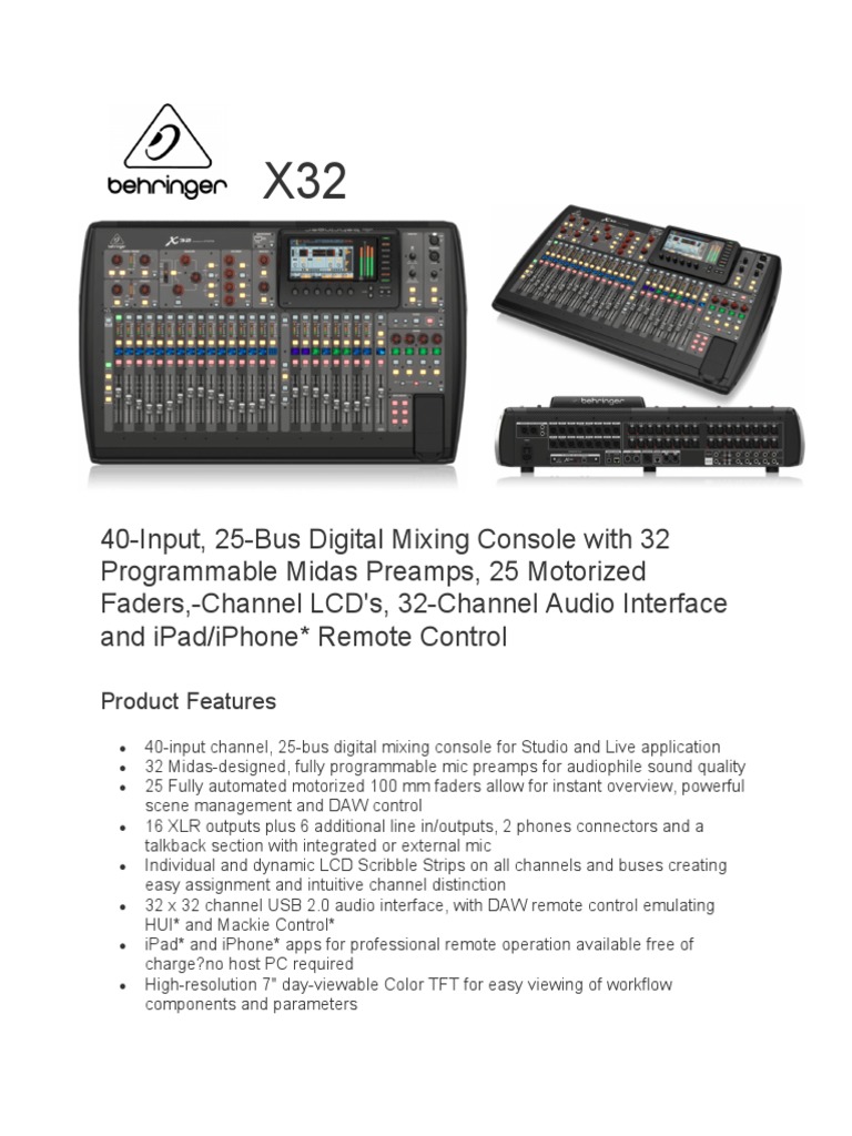 Behringer X32 | PDF | Sound Technology | Electrical Engineering