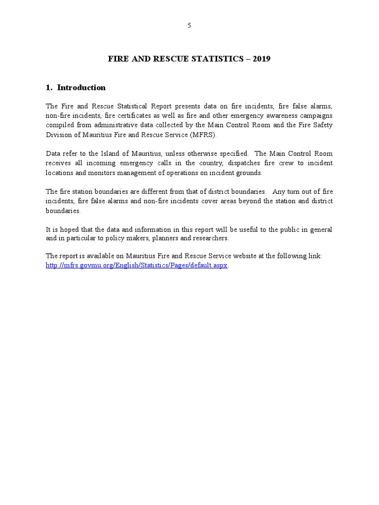 Mauritius Fire Rescue Statistics 2019 | PDF | Firefighter | Fire Safety