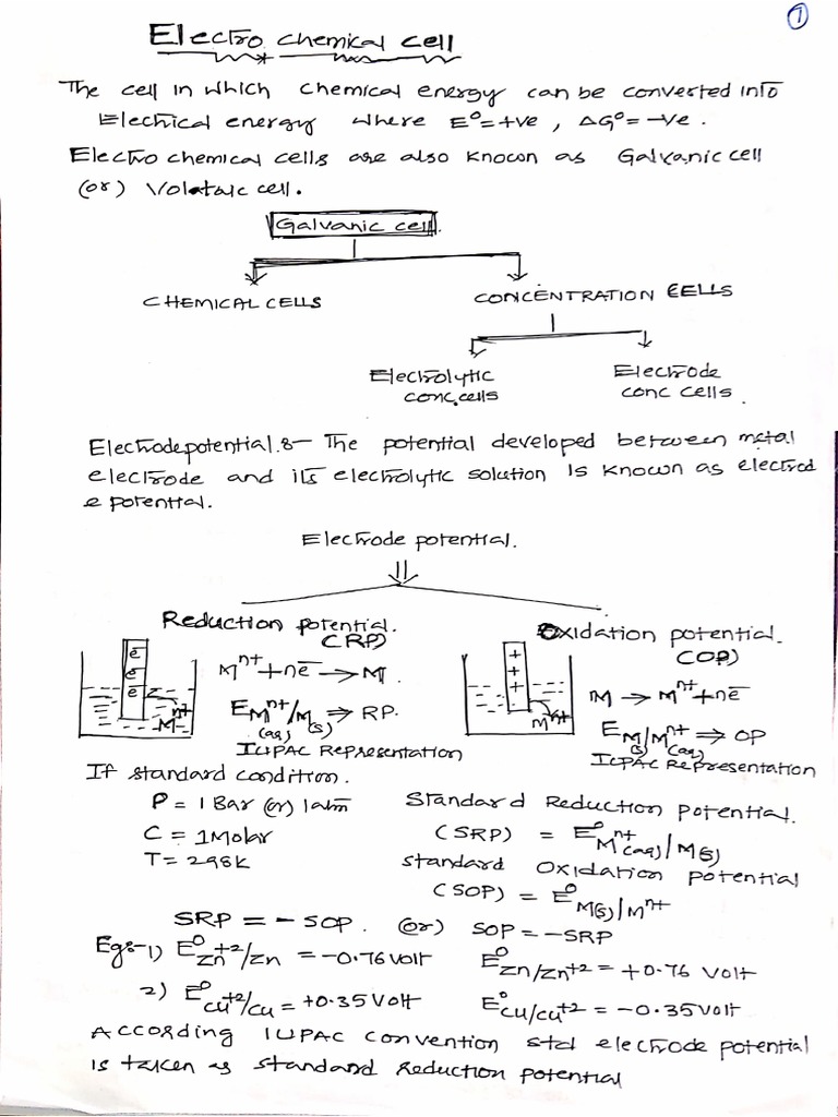 Electrochemistry Notes Kota | PDF