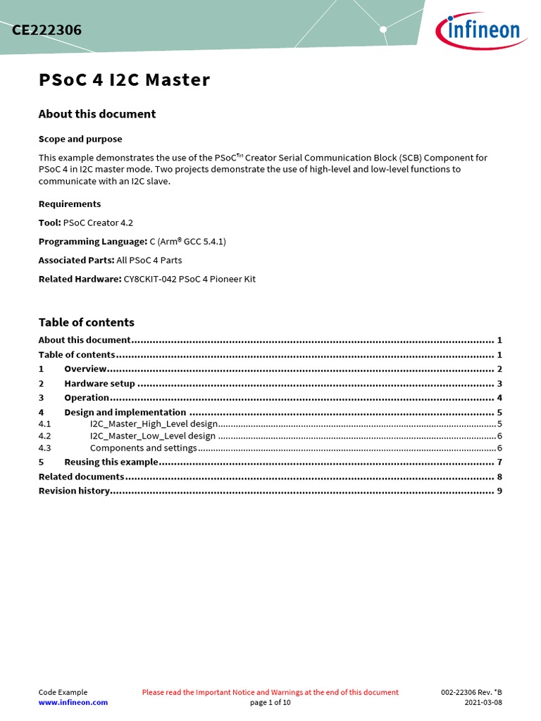Infineon-CE222306 - PSoC - 4 - I2C - Communication - With - Serial ...