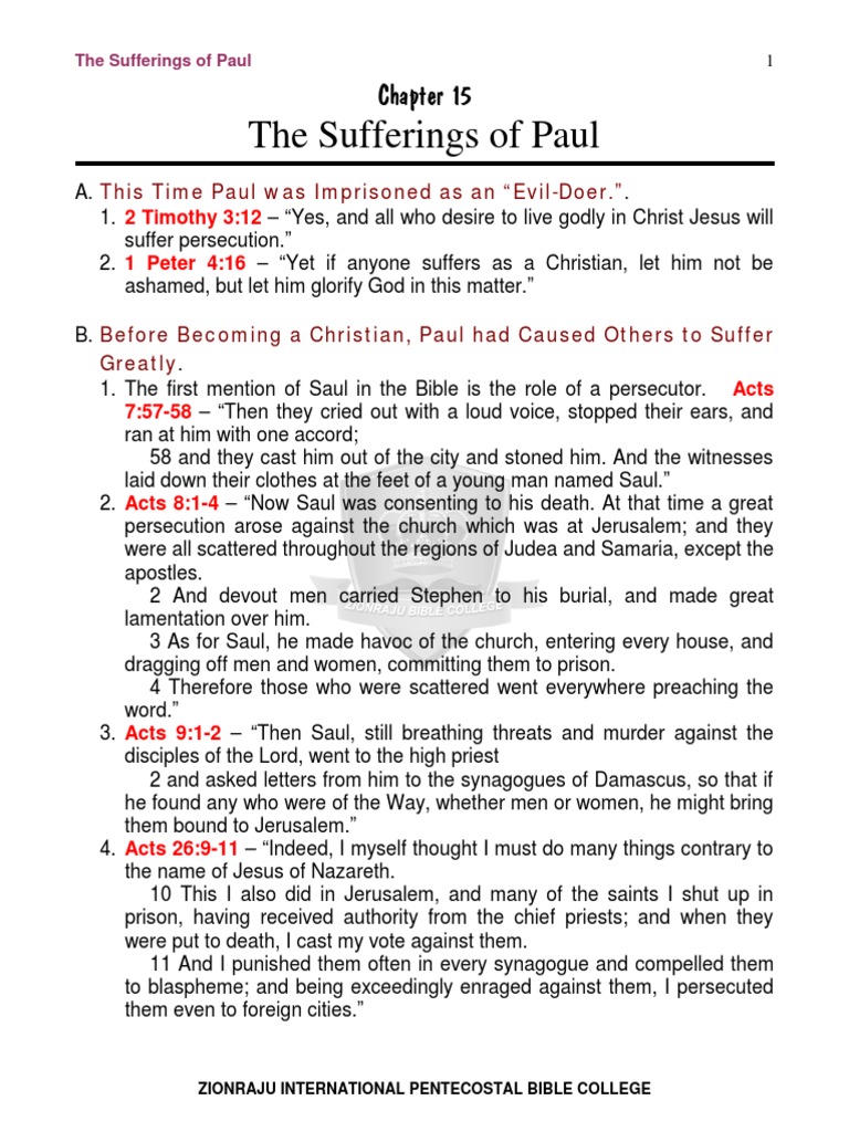 15 - The Sufferings of Paul | PDF | Paul The Apostle | Acts Of The Apostles