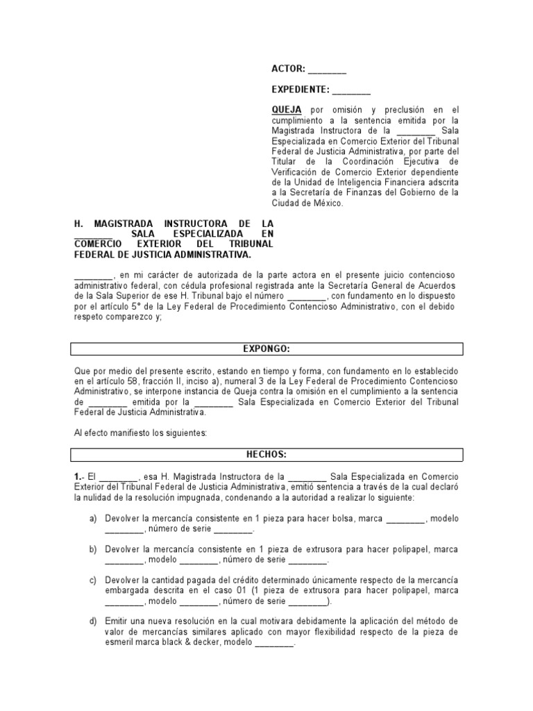 13 Recurso de Queja Por Omision de La Autoridad en Dar Cumplimiento A ... 13 Recurso de Queja Por Omision de La Autoridad en Dar Cumplimiento A ...