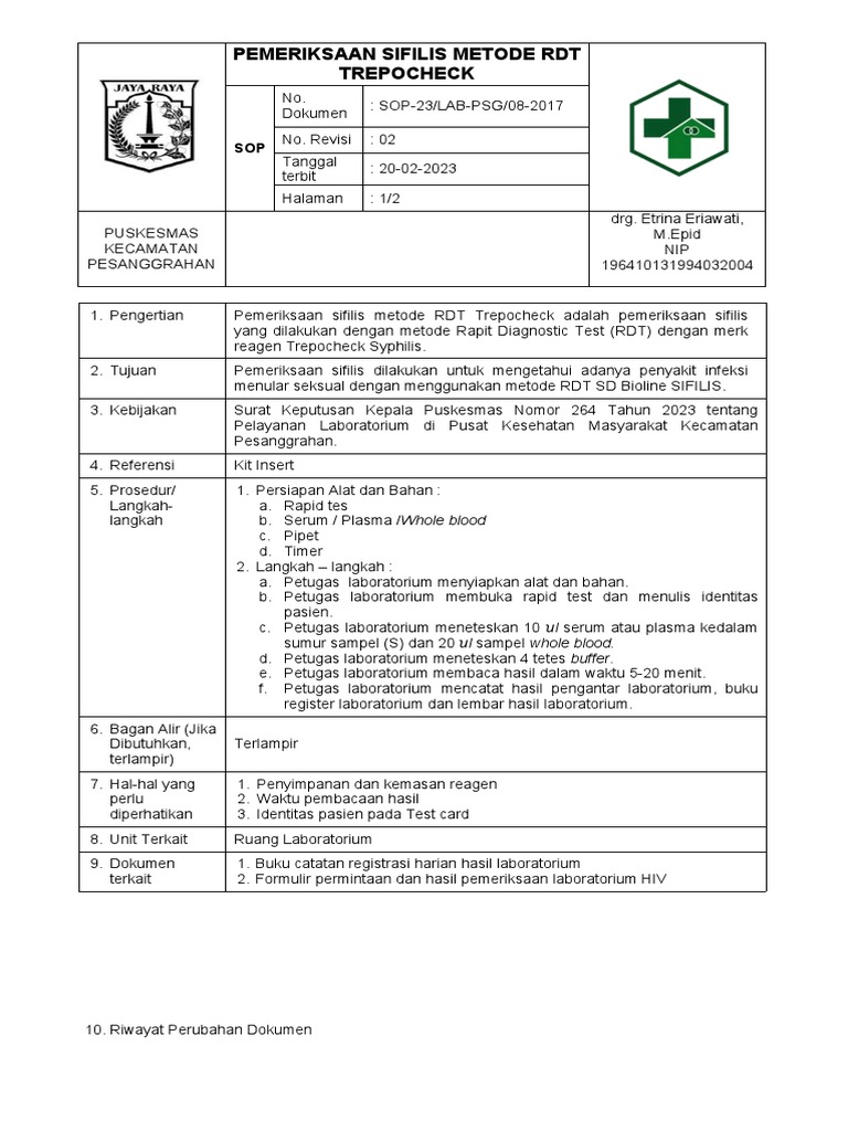 Prosedur RDT Trepocheck Sifilis | PDF