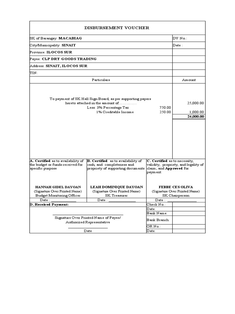 Disbursement Templates | PDF | Payments | Procurement