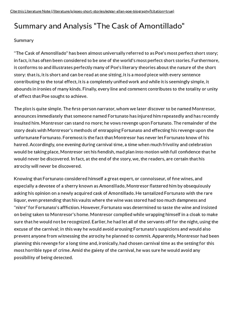The Cask of Amontillado | PDF