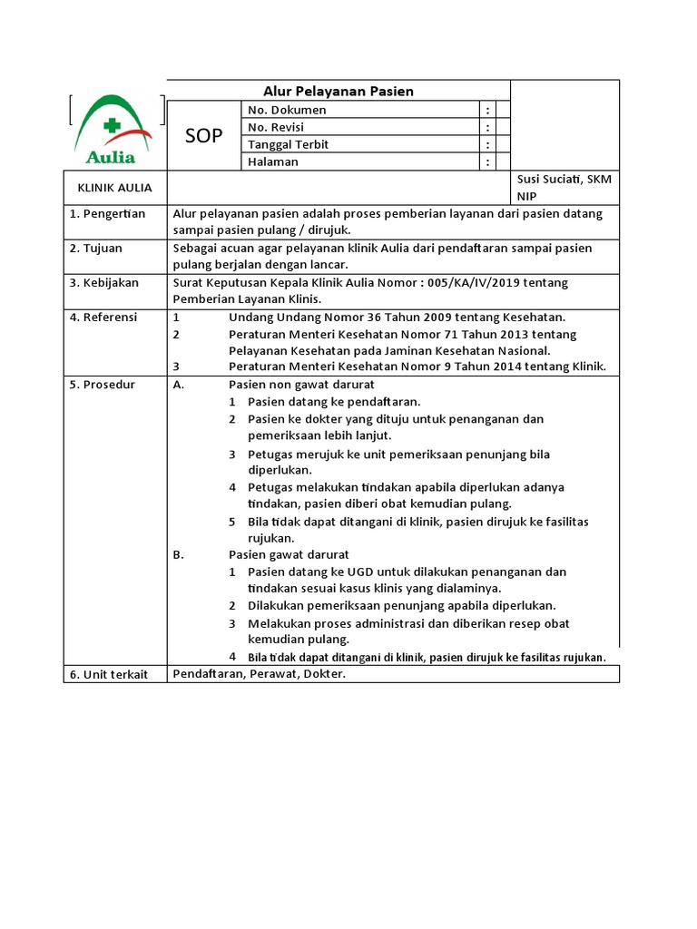 EP1 EP2 - SOP Alur Pelayanan Pasien | PDF