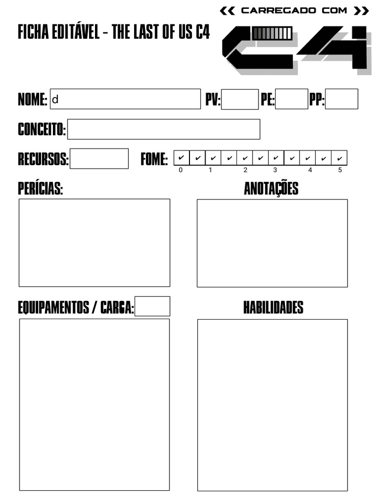 ficha editável rpg zumbi | PDF